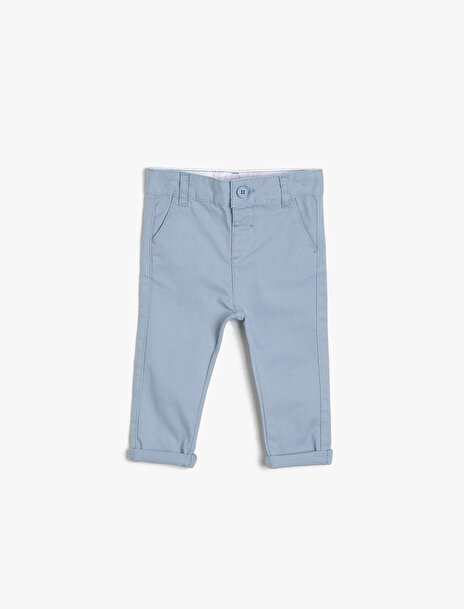 Koton Erkek Çocuk Pamuklu İnce Gabardin Chino Cepli Beli Ayarlanabilir Lastikli Klasik Pantolon