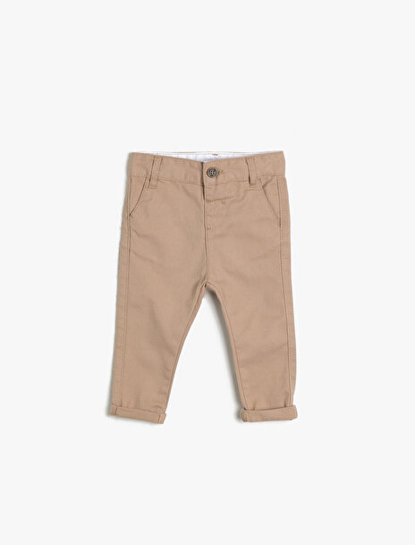 Koton Erkek Çocuk Pamuklu İnce Gabardin Chino Cepli Beli Ayarlanabilir Lastikli Klasik Pantolon
