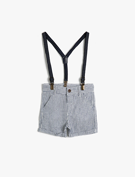 Koton Erkek Çocuk Çizgili Askılı Şort
