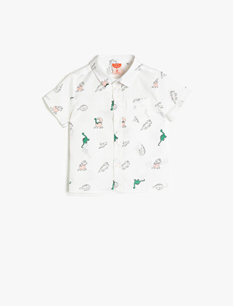 Koton Erkek Çocuk Klasik Yaka Kısa Kollu  Baskılı Gömlek