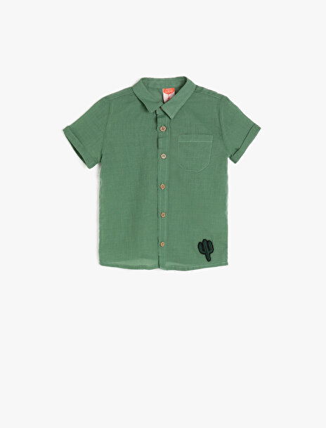 Koton Erkek Çocuk Klasik Yaka Kısa Kollu Pamuklu İşlemeli Gömlek