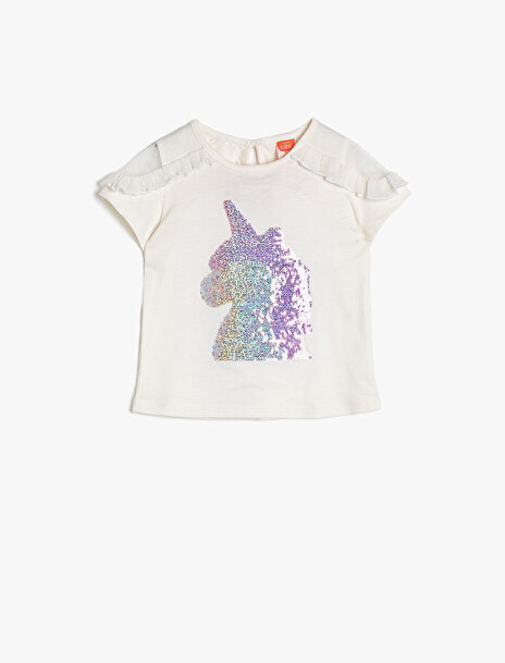 Koton Kız Çocuk Unicorn Pullu Tişört