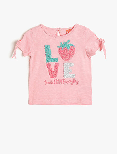 Koton Kız Çocuk Kol Detaylı Love Yazılı Tişört