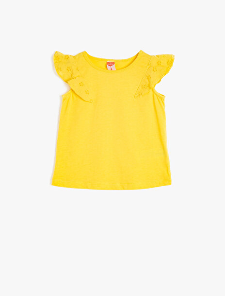 Koton Kız Çocuk Bisiklet Yaka Kısa Kollu Fırfır Detaylı Atlet