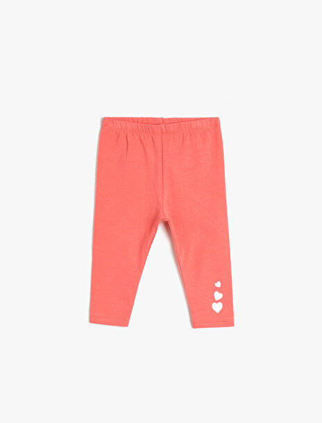 Koton Kız Çocuk Esnek Yumuşak Örme Kumaştan Paçası Baskılı Uzun Boy Tayt