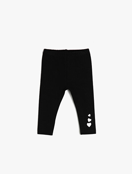 Koton Kız Çocuk Esnek Yumuşak Örme Kumaştan Paçası Baskılı Uzun Boy Tayt