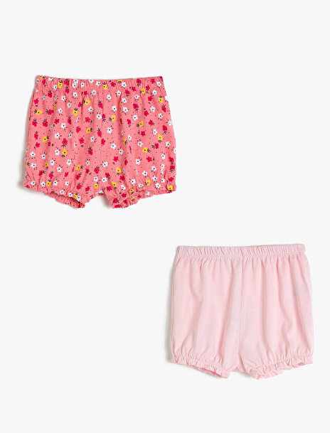 Koton Kız Çocuk 2'li Kız Bebek Pamuklu Desenli Şort