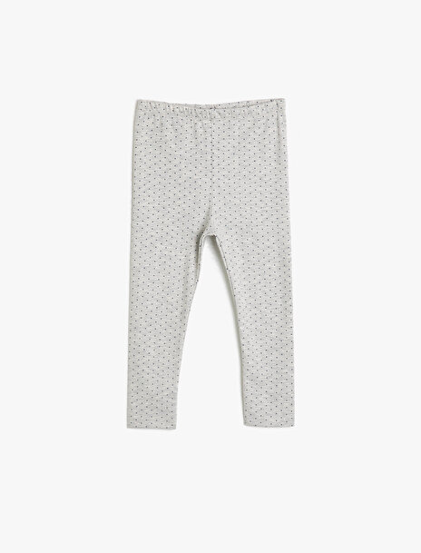 Koton Kız Çocuk Esnek Yumuşak Örme Kumaştan Baskılı Uzun Boy Tayt