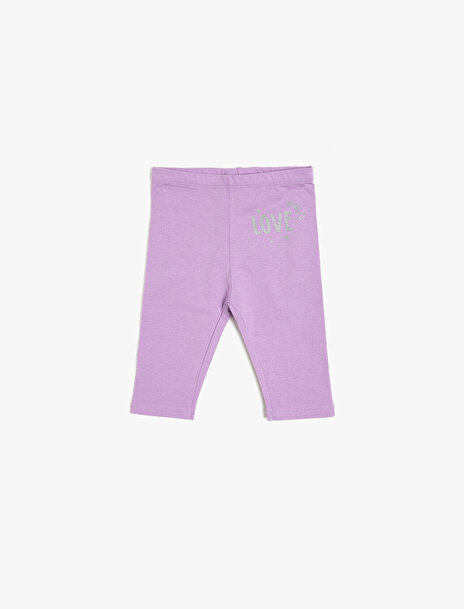 Koton Kız Çocuk Normal Bel Simli Yazılı Baskılı Tayt