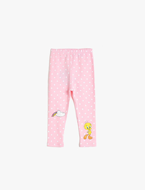 Koton Kız Çocuk Tweety Lisanslı Puantiyeli Pamuklu Uzun Boy Tayt
