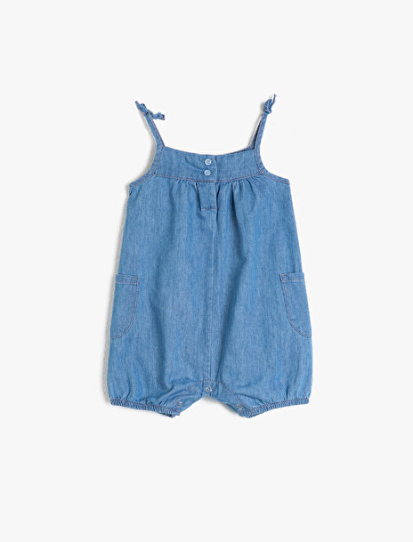 Koton Kız Çocuk Pamuklu Askılı Cepli Kot Tulum