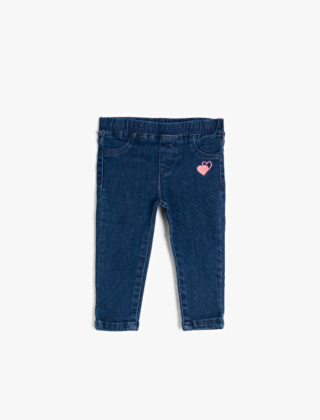 Koton Kız Çocuk Kalp Detaylı Kot Pantolon