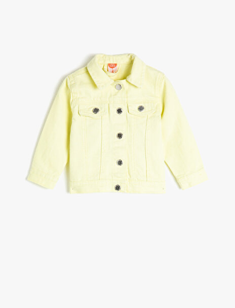Koton Kız Çocuk Düğme Detaylı Jean Ceket