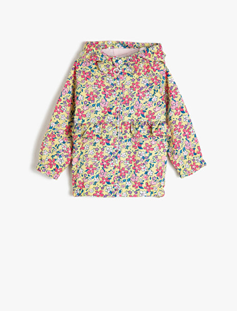 Koton Kız Çocuk Kapüşonlu Çiçekli Mont