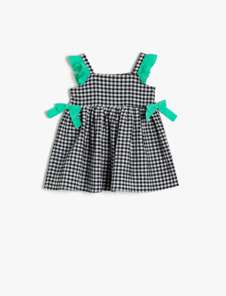 Koton Kız Çocuk Kareli Mini Kolsuz Elbise