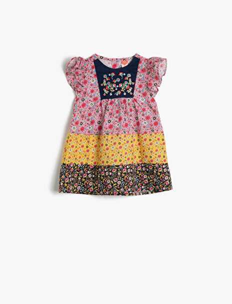 Koton Kız Çocuk Çiçekli Kısa Kollu Mini Elbise