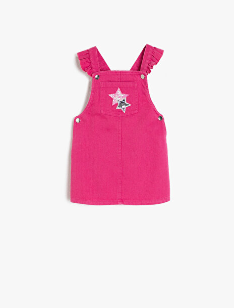 Koton Kız Çocuk Askılı Fırfır Detaylı Kolsuz Pamuklu Pullu Elbise