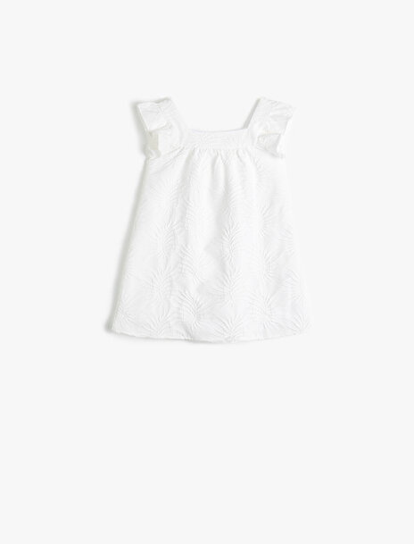 Koton Kız Çocuk Kare Yaka Kolları Fırfır Detaylı Elbise