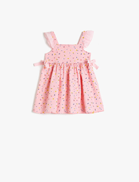 Koton Kız Çocuk Pamuklu Çiçekli Volanlı Elbise