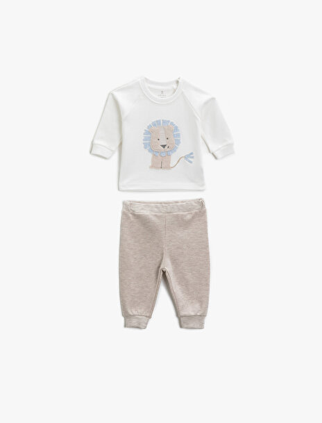 Koton Erkek Çocuk İşlemeli Eşofman Takımı Pamuklu Uzun Kollu Bibaby