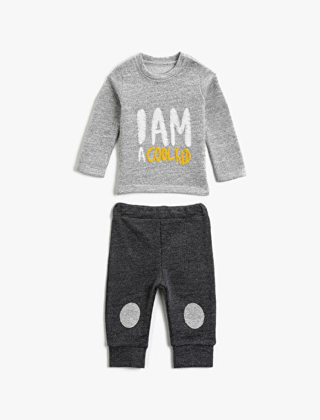 Koton Erkek Çocuk Yazılı Baskılı Takım Pamuklu Bibaby