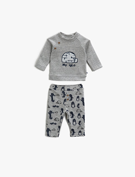 Koton Erkek Çocuk Baskılı Eşofman Takımı Uzun Kollu Pamuklu Bibaby Koton Erkek Çocuk Baskılı Eşofman Takımı Uzun Kollu Pamuklu Bibaby