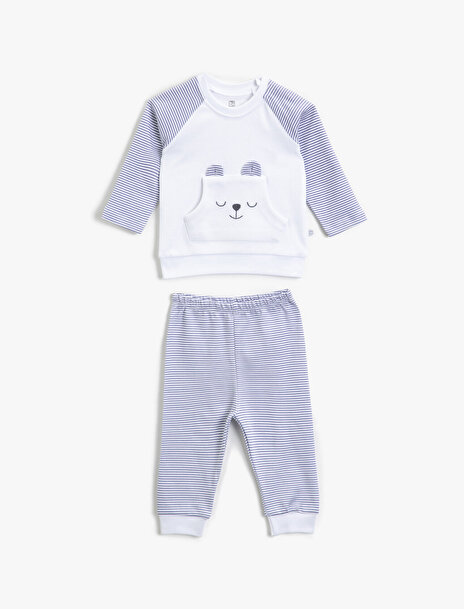 Koton Erkek Çocuk Çizgili Takım Uzun Kollu Pamuklu Bibaby