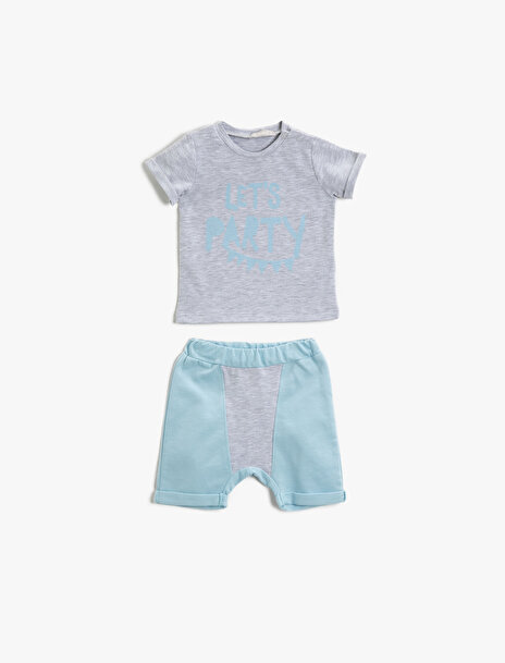 Koton Erkek Çocuk Pamuklu Kısa Kollu Bisiklet Yaka Yazılı Baskılı Takım