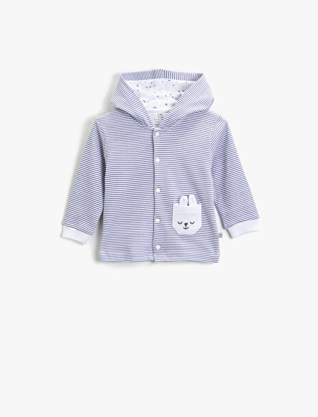 Koton Erkek Çocuk Kapüşonlu Yelek Çizgili Pamuklu Bibaby