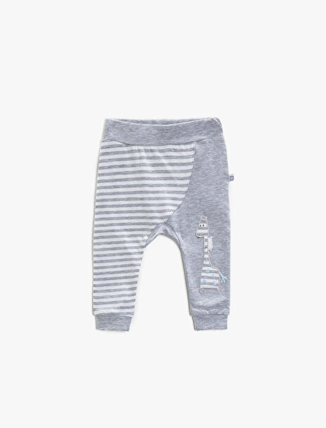 Koton Erkek Çocuk Çizgili Eşofman Altı İşlemeli Pamuklu Bibaby