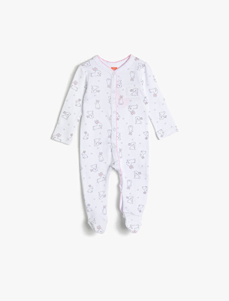 Koton Kız Çocuk Baskılı Çıtçıt Detaylı Tulum