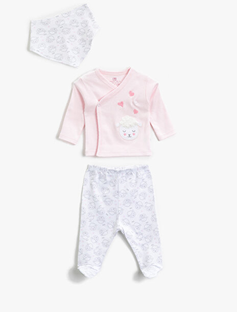 Koton Kız Çocuk İşlemeli Takım Pamuklu Uzun Kollu Bibaby