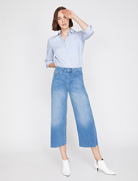 Koton Ole Genç Kız Crop Wide Leg Jean - Yüksek Bel Rahat Kesim Bilek Boy Geniş Paça Pantolon Koton Ole Genç Kız Crop Wide Leg Jean - Yüksek Bel Rahat Kesim Bilek Boy Geniş Paça Pantolon