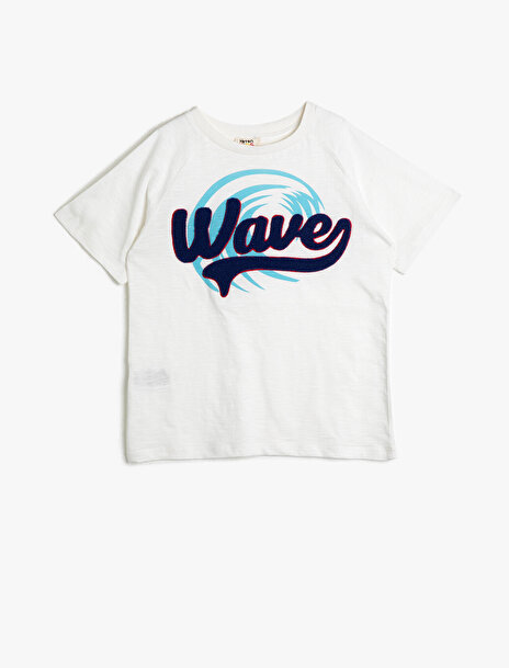 Koton Erkek Çocuk Pamuklu Havlu Nakışlı Kısa Kollu Bisiklet Yaka Tişört