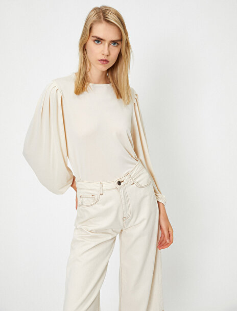 Koton Kadın Balon Kollu Bisiklet Yaka T-Shirt