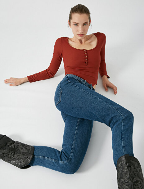 Koton Kadın Uzun Kollu Badi Çıtçıtlı Önü Düğmeli