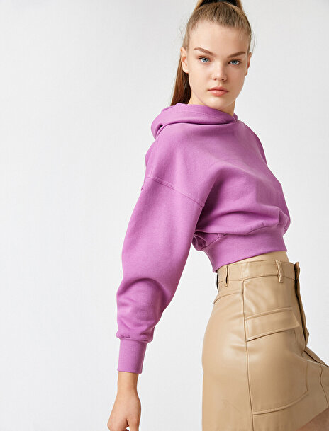 Koton Kadın Kapüşonlu Crop Sweatshirt