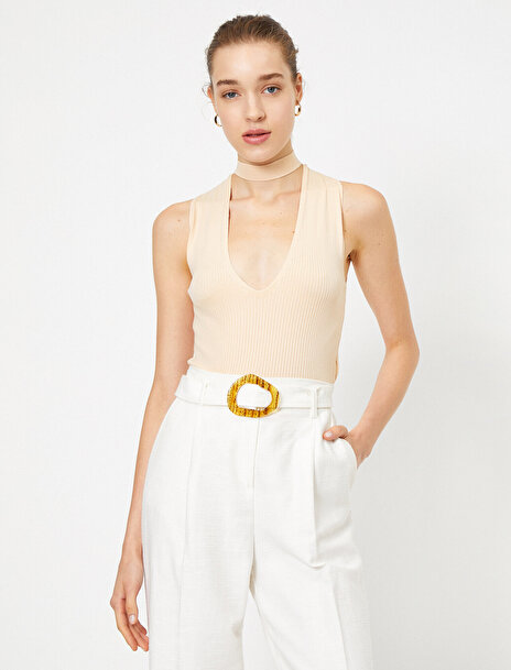 Koton Kadın Choker Yaka Kolsuz Triko