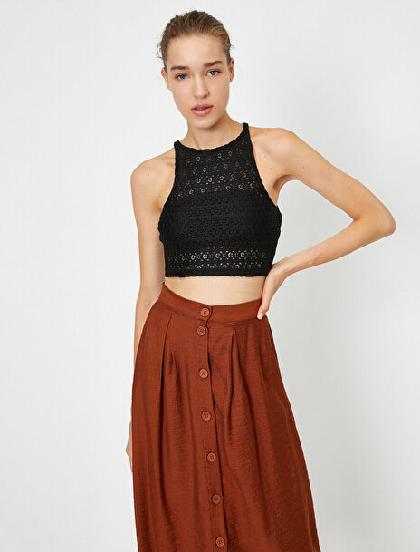 Koton Kadın Bisiklet Yaka Kolsuz Crop Atlet