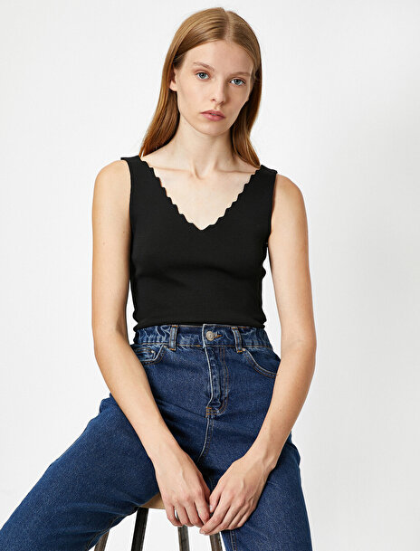 Koton Kadın V Yaka Triko Bluz