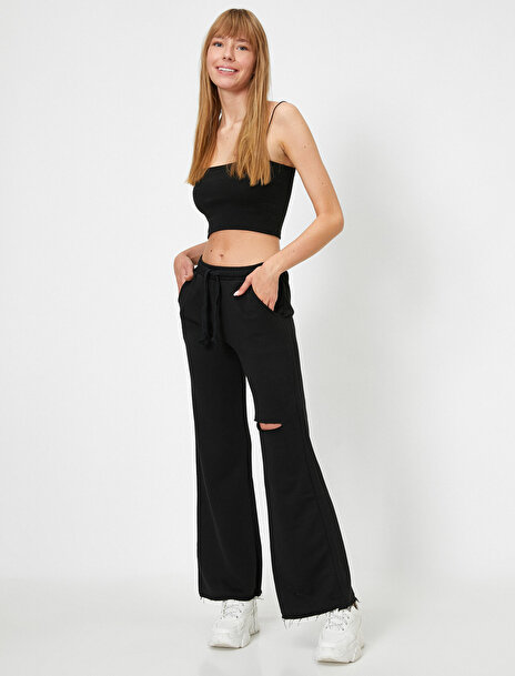 Koton Kadın Dizi Yırtık Bol Paça Eşofman Altı Koton Kadın Dizi Yırtık Bol Paça Eşofman Altı