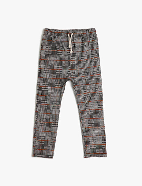 Koton Kız Çocuk Yüksel Bel Kareli Beli Bağlamalı Pantolon