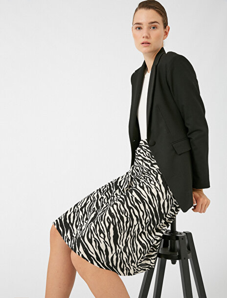 Koton Kadın Zebra Desenli Pileli Etek