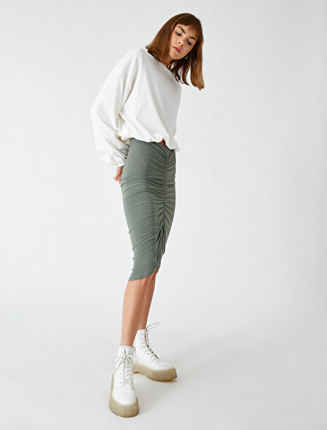 Koton Kadın Yüksek Bel Büzgülü Etek