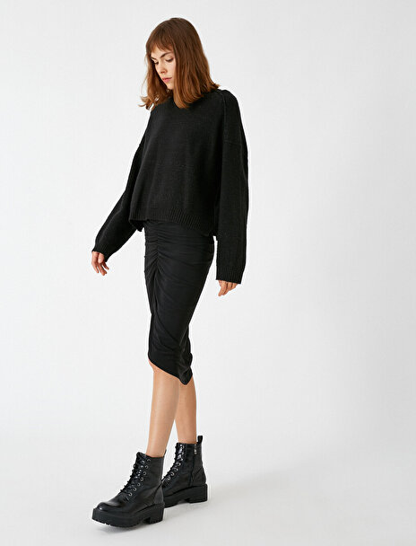 Koton Kadın Yüksek Bel Büzgülü Etek