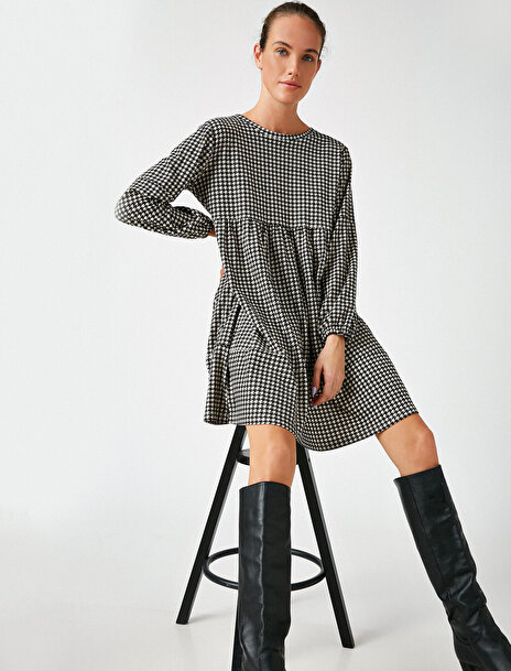 Koton Kadın Ekoseli Mini Elbise