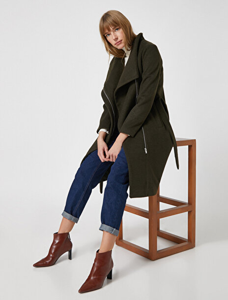 Koton Kadın Fermuarlı Kaşe Kaban