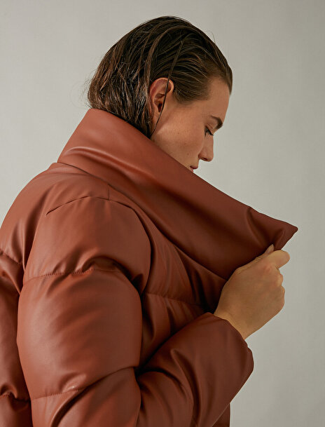 Koton Kadın Suni Deri Şişme Mont