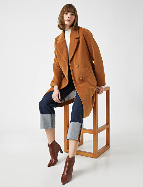 Koton Kadın Kemerli Cep Detaylı Kaban