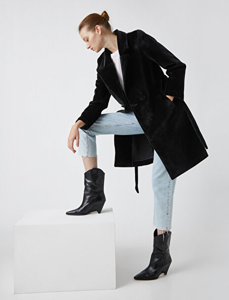 Koton Kadın Kemerli Cep Detaylı Kaban